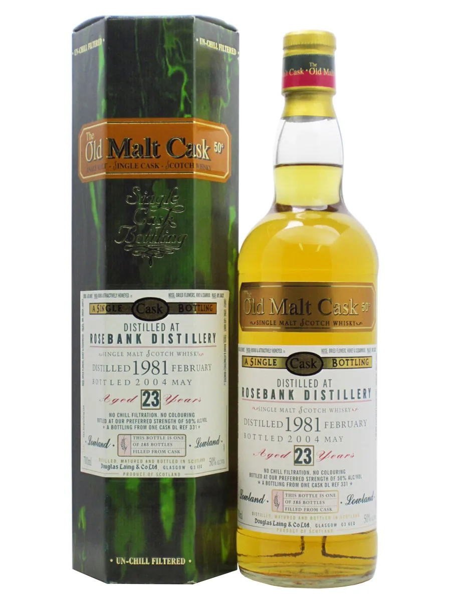 Купить виски ROSEBANK 23 YEARS, 50 %, 0,70 л, Refill Hogshead, 1981, цена на Whiskyworld.ru